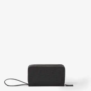 Fendi Standing Clutch Black Ff Zucca Jacquard Pouch